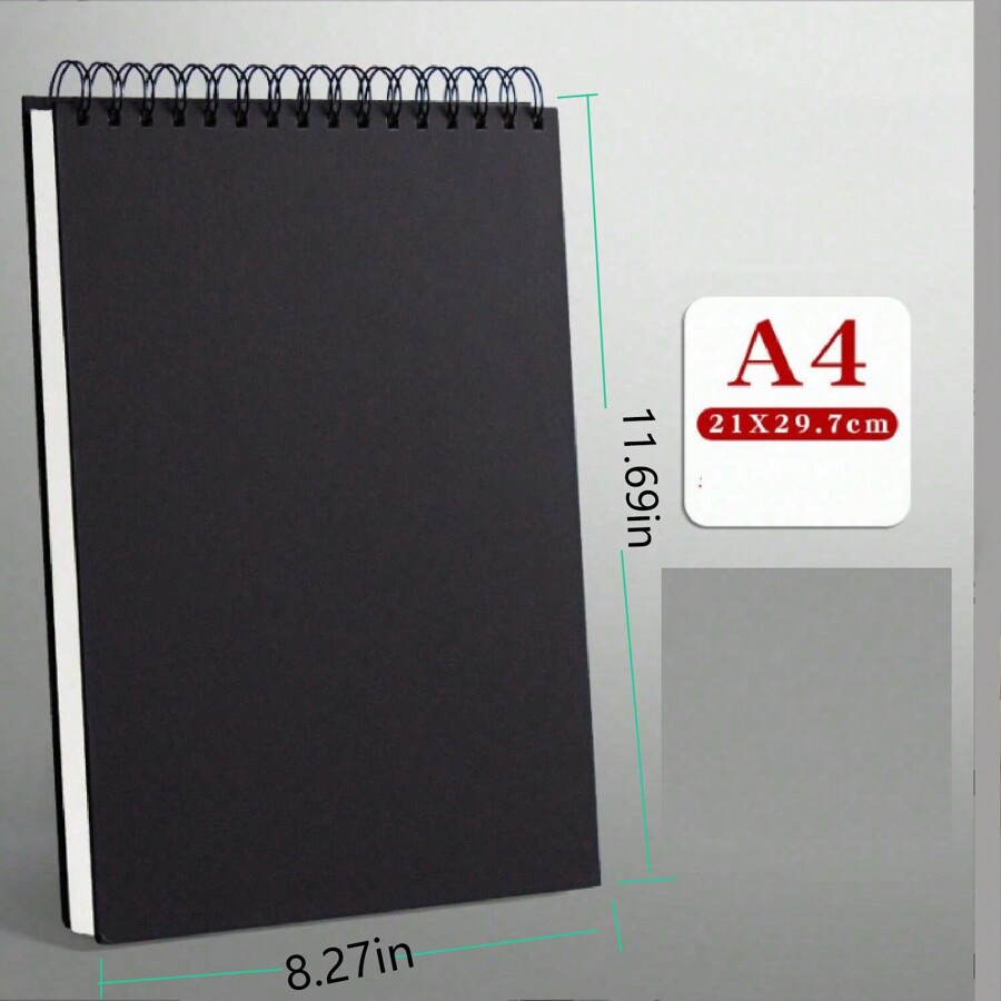 A4 Plus Thick Black Card Surface Coil Hard Shell Sketchbook Art ...
