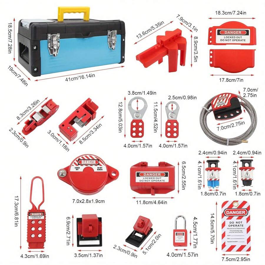 Lockout Tagout Kit, 47Pcs Electrical Lock Out Tag Out Hasp Kit Safety ...