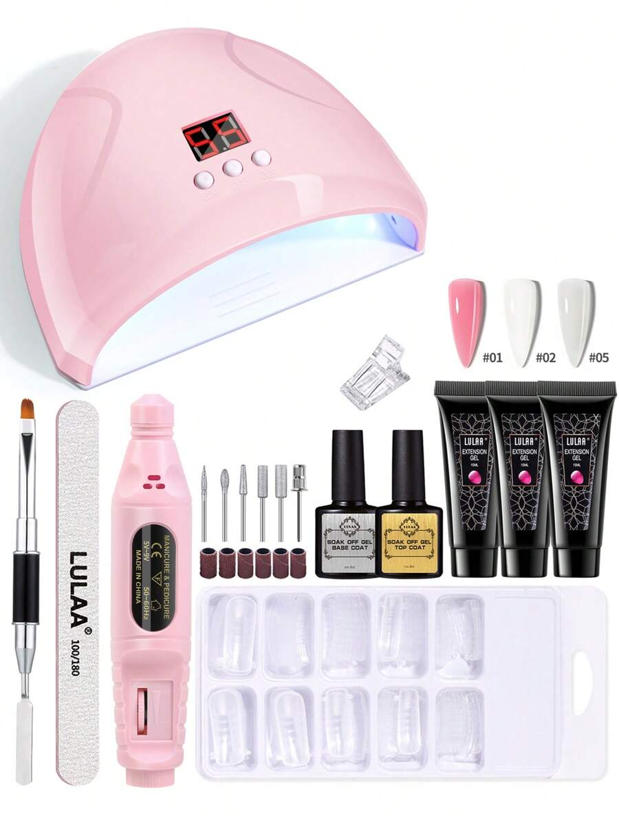 17pcs Basic Manicure Kit - Nail Extension Gel, Removable Base Gel, Non ...