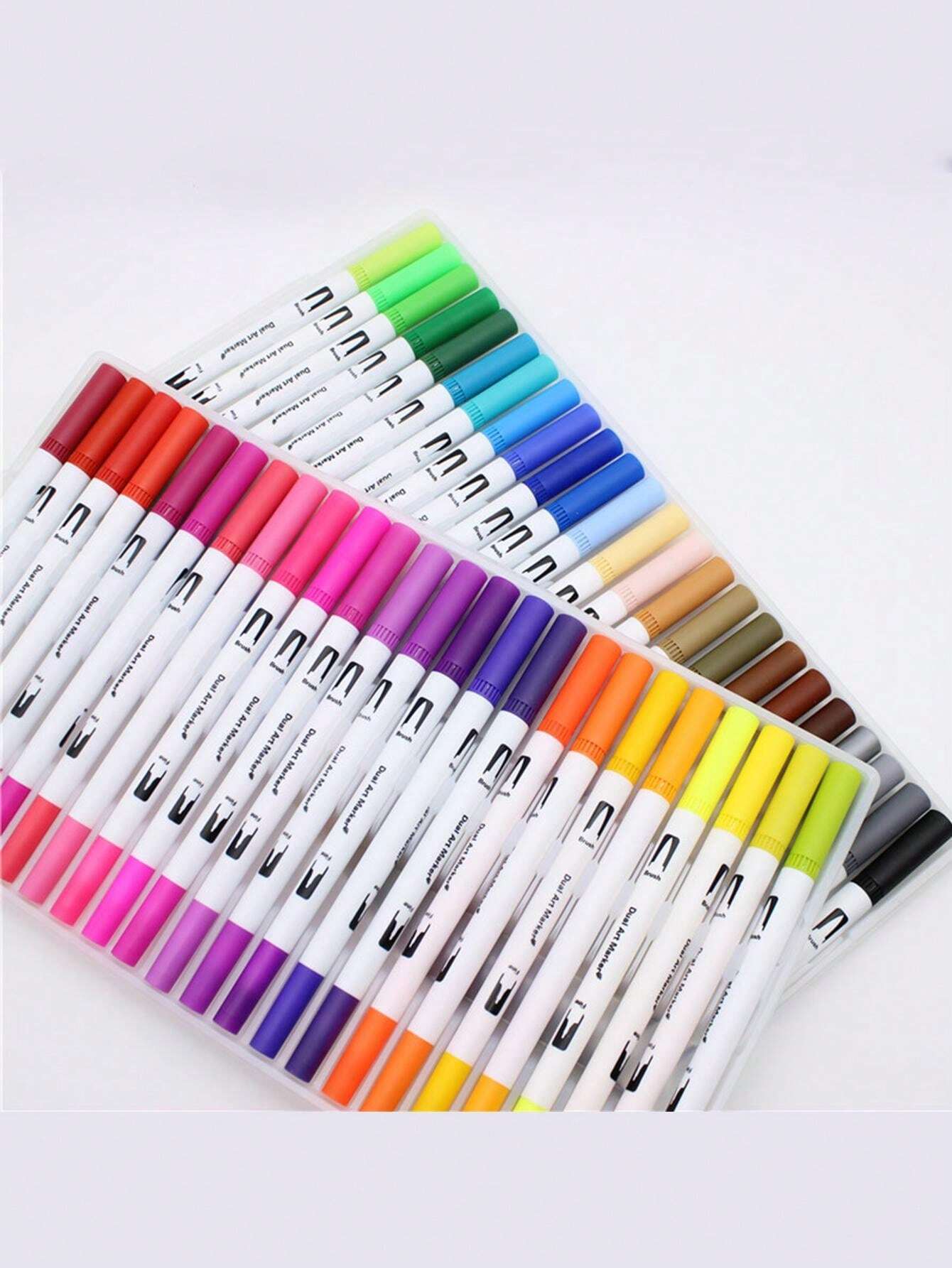 48-Color Set Of Dual-Tip Brush Marker Pens, Fine-Tip And Chisel-Tip ...
