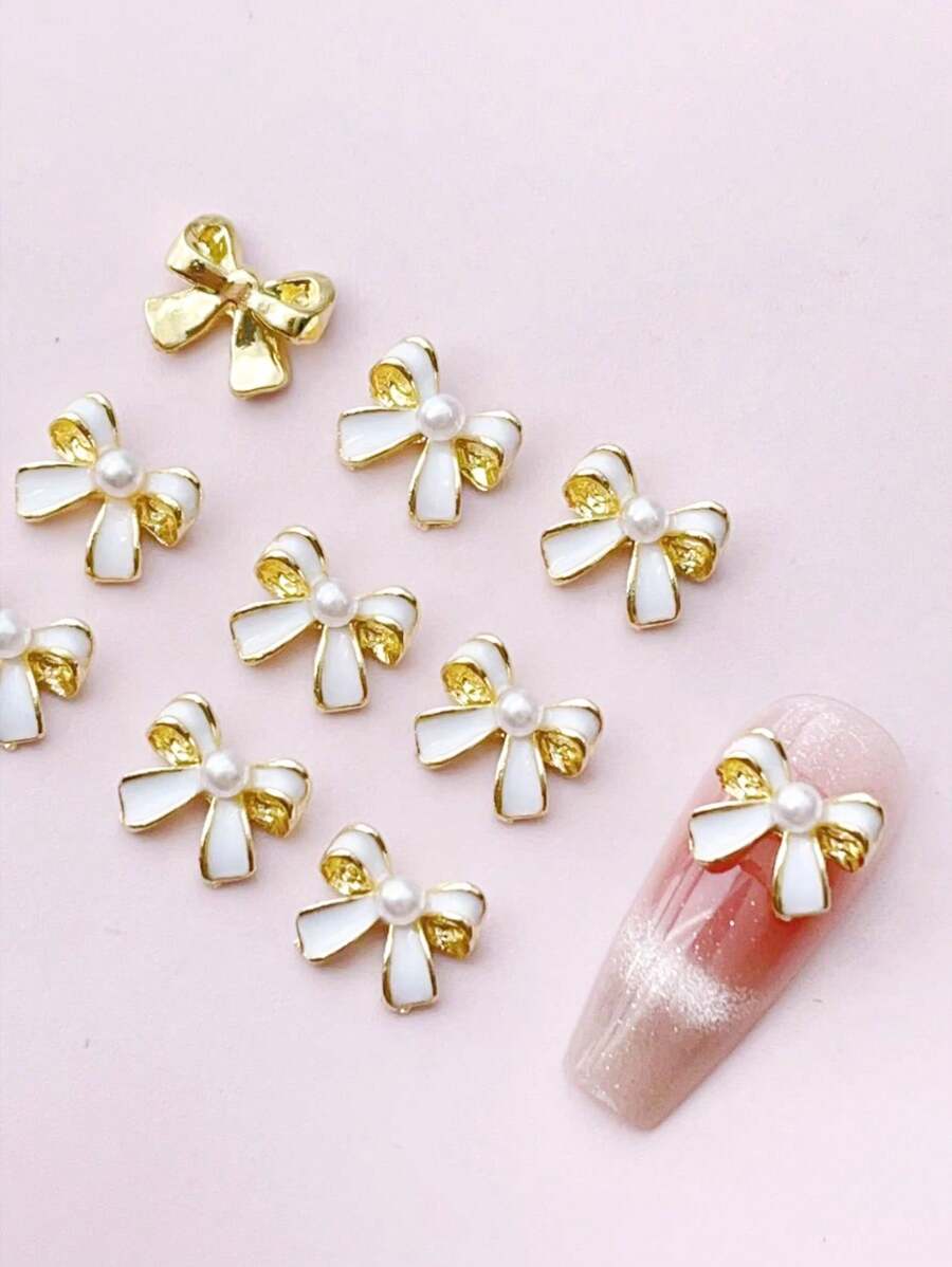 10 piezas de decoración de uñas de diseño de lazo de aleación, para ...