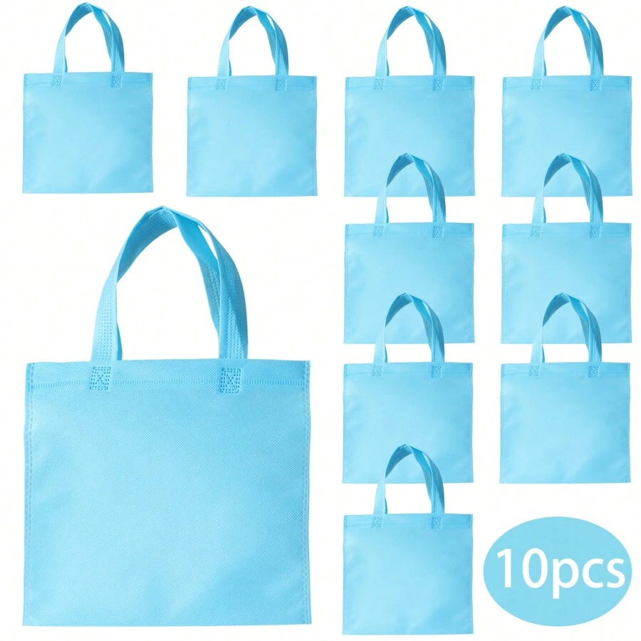 10pcs Light Blue Small Size Non-Woven Party Favor Bags, 8x8 Inches ...