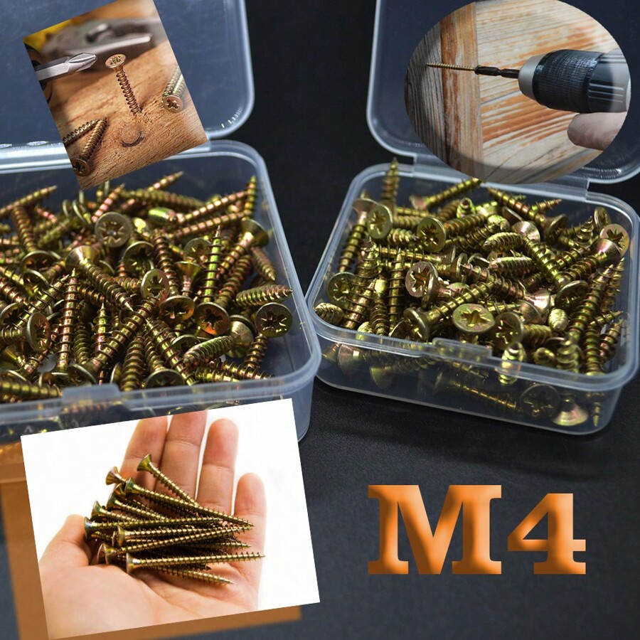 100/145/310/320pcs M4 Flat Head Wood Screw Assortment Kit, Phillips Drive Countersunk Self ...