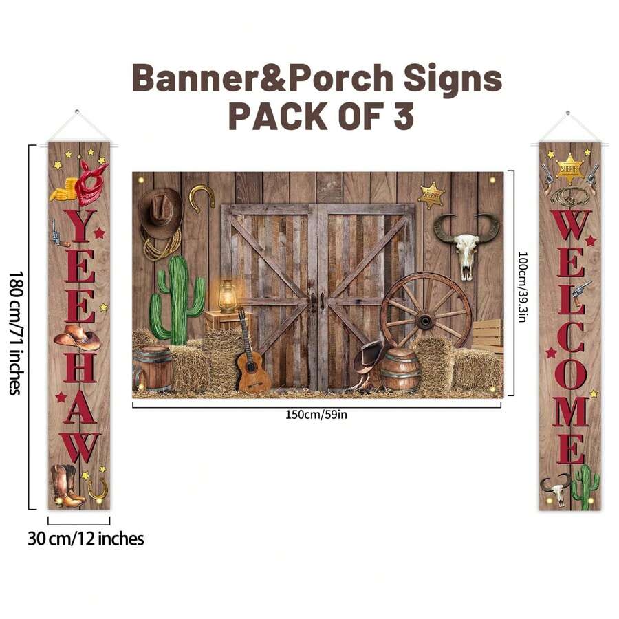 Western Cowboy Backdrop Banners West Cowboy Banner&Porch Signs Wild ...