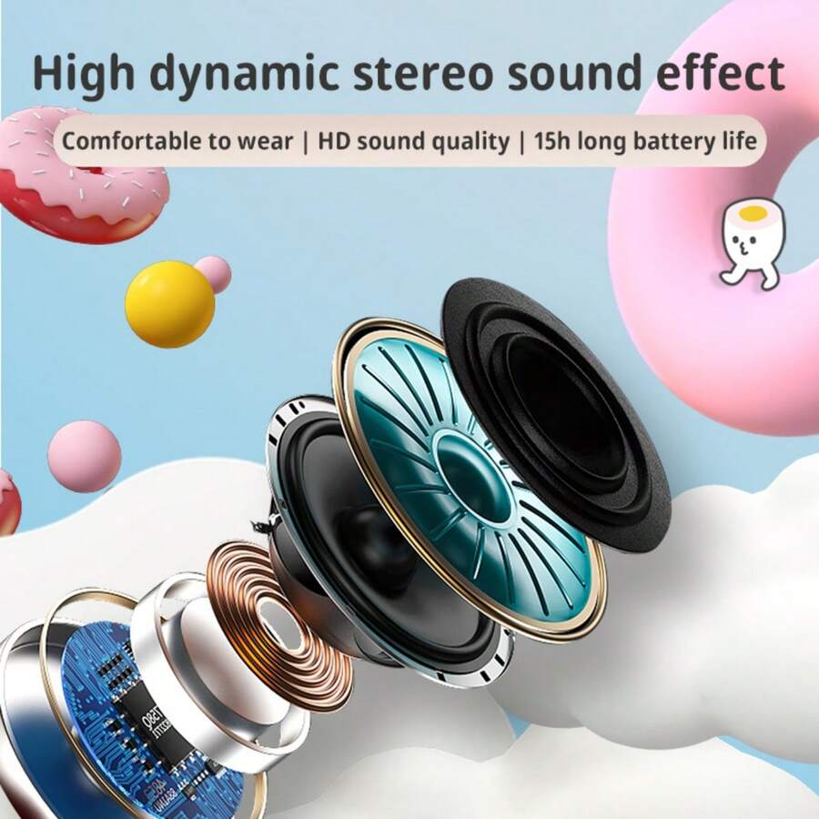 New Beige Doughnut Design Graffiti Style Wireless Bluetooth Headphones ...