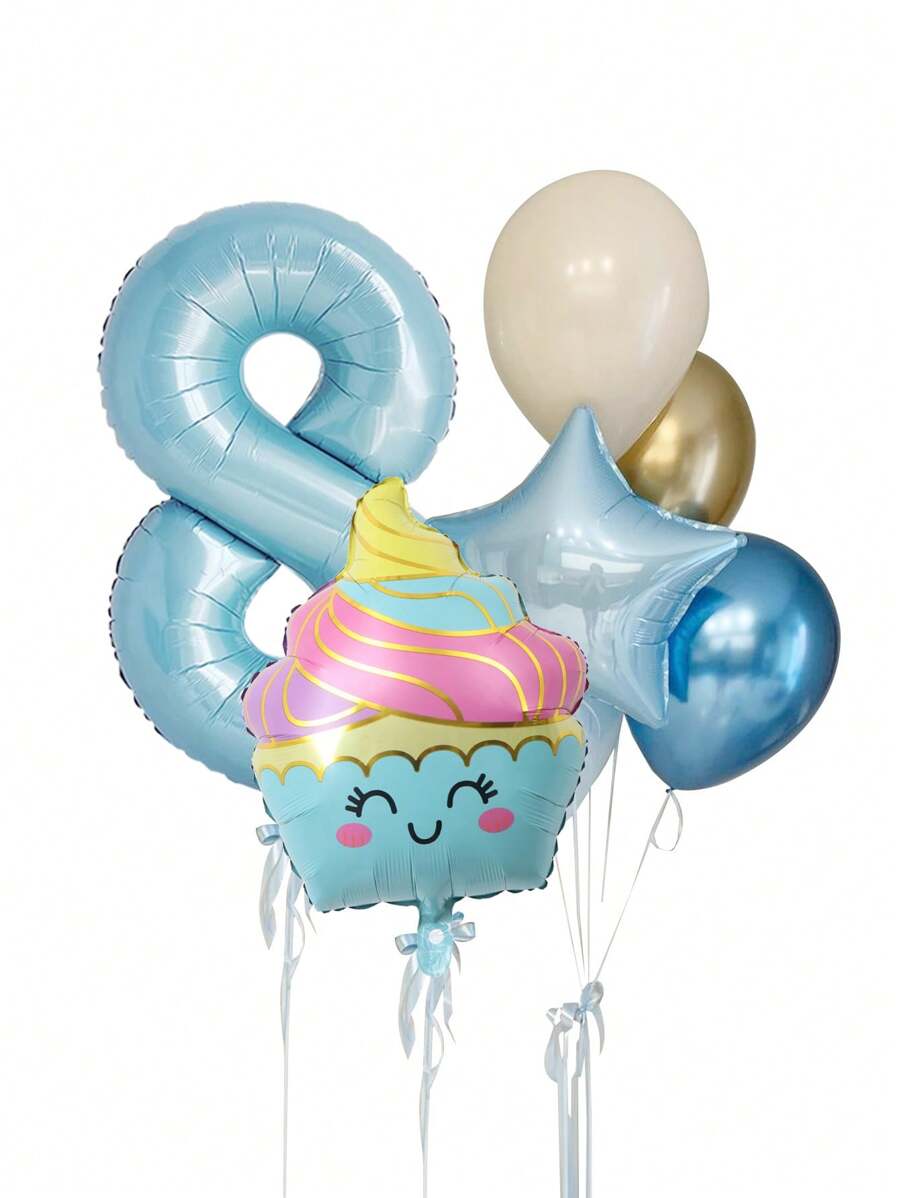 7Pcs 40inch Blue Number 123456789 Cake Balloons Happy Birthday Party ...
