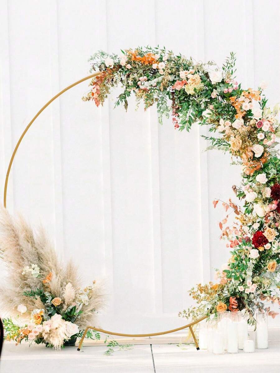 7.2FT Gold Round Backdrop Stand, Circle Balloon Arch Frame Large Metal ...