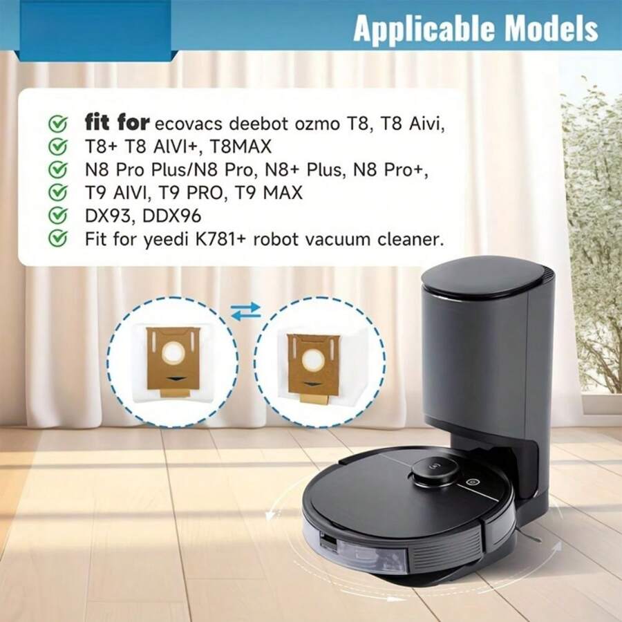 10 Pack T8 Dust Bags Compatible With Ecovacs Deebot Ozmo T8, T8+, T8 AIVI, N8 Pro Plus, N8 Pro ...