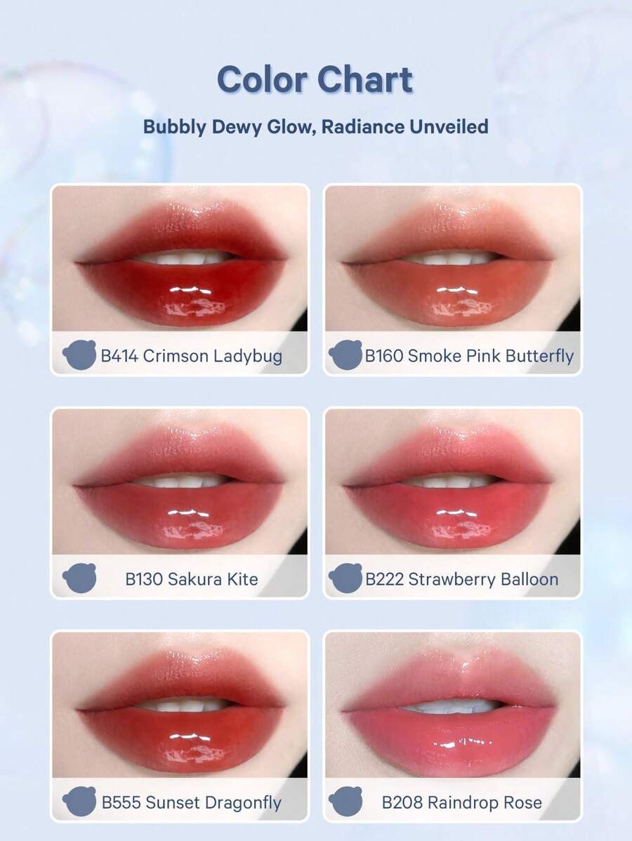 Pink Bear Bubble Lip Gloss Lipstick Mirror Glossy Hydrating Lip Tint ...