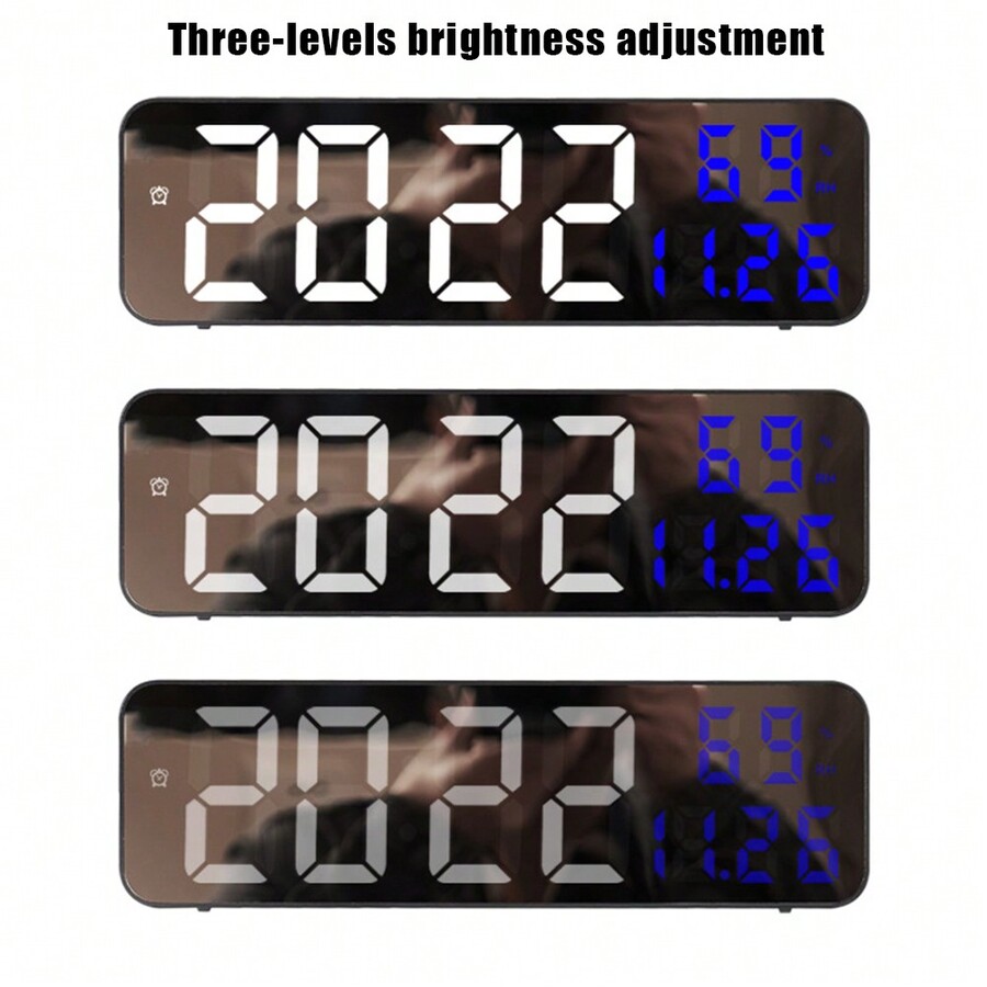Led Digital Wall Clock Large Screen Wall-Mounted Time Temperature ...