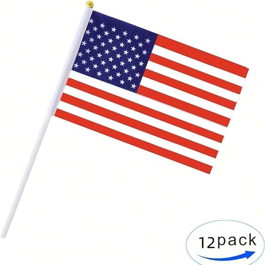 12 piezas de banderas pequeñas de Estados Unidos en palillos con punta ...