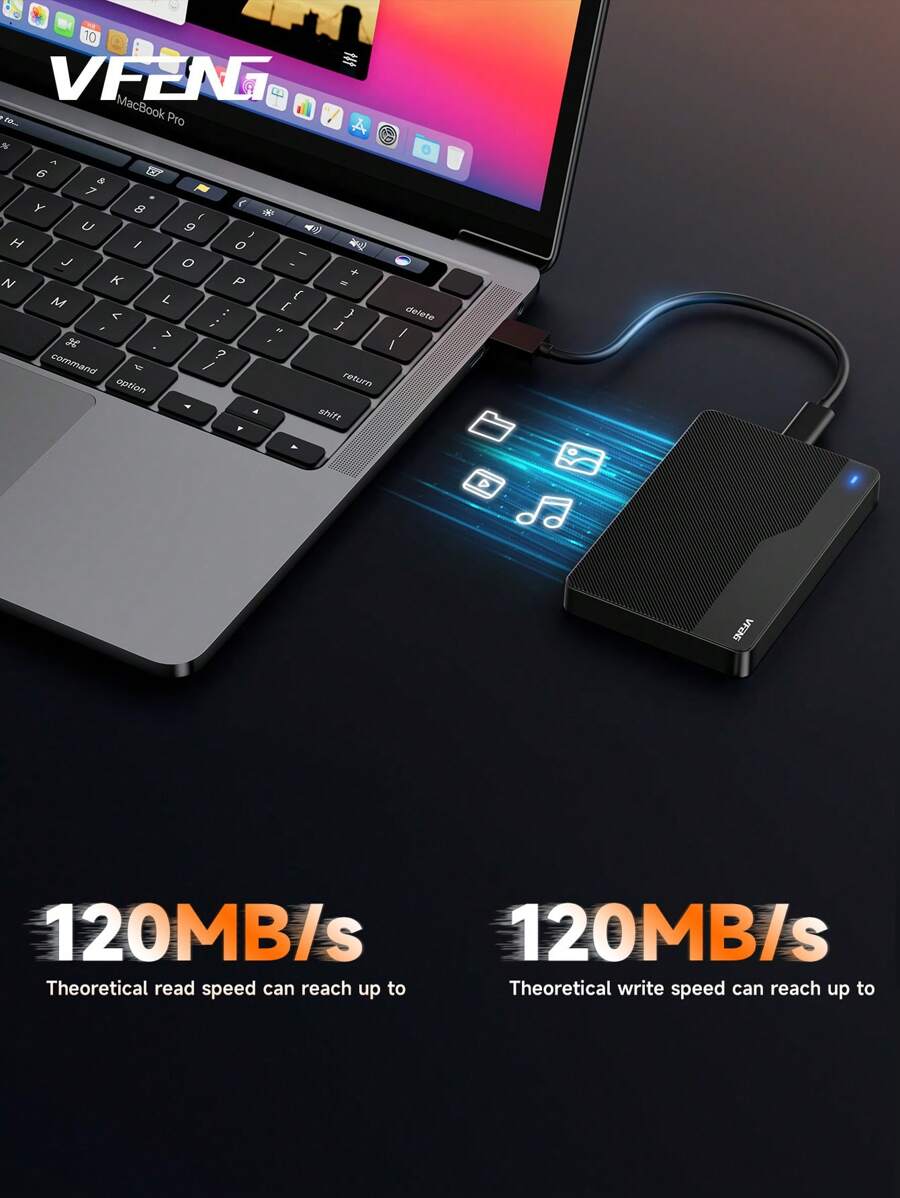 Przenośny zewnętrzny dysk twardy VFENG 320 GB, ultracienki 2,5-calowy ...