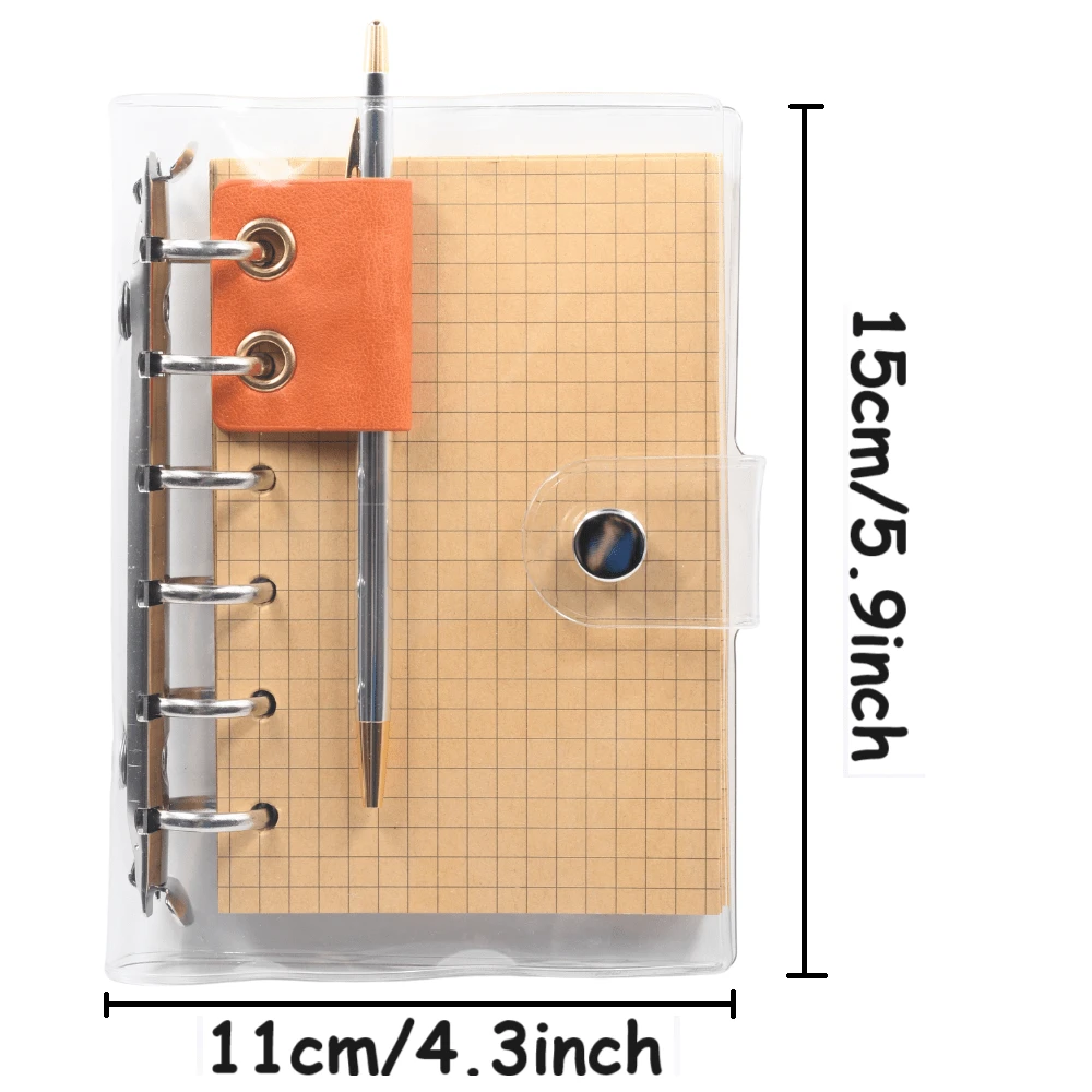 A7 Binder (11*15 Cm) Clear Transparent PVC 6 Ring Refillable Easy Carry ...