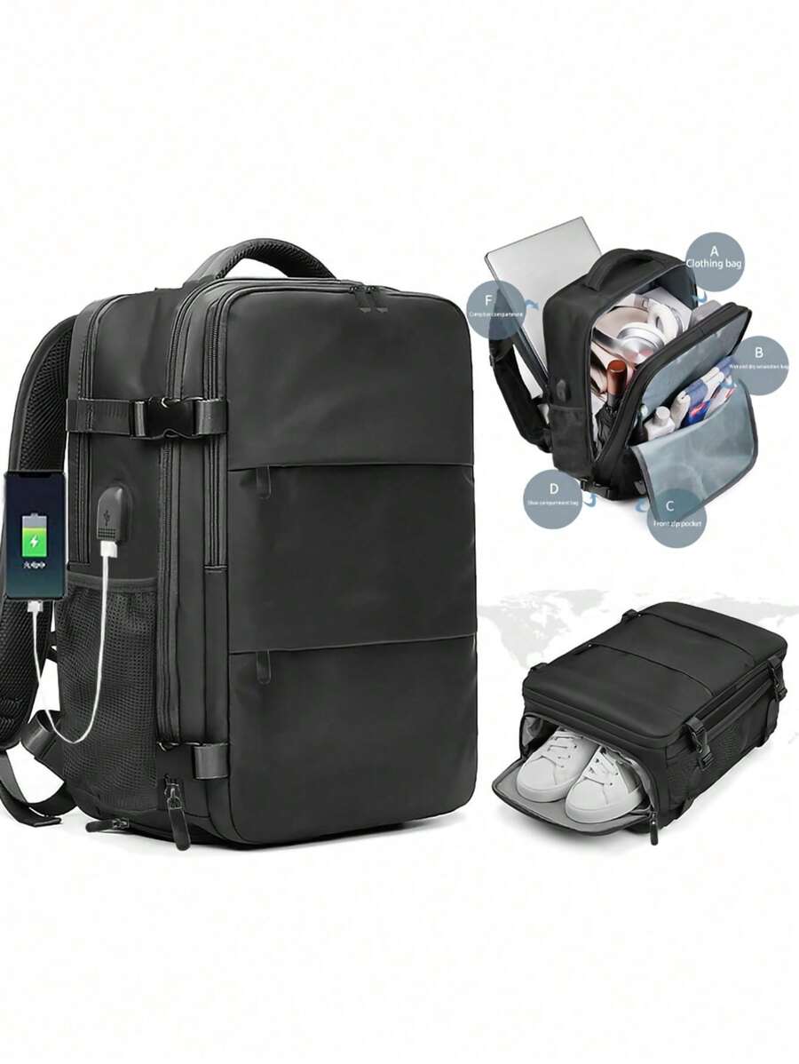 Release Buckle Decor Functional Backpack Laptop Backpack Business ...