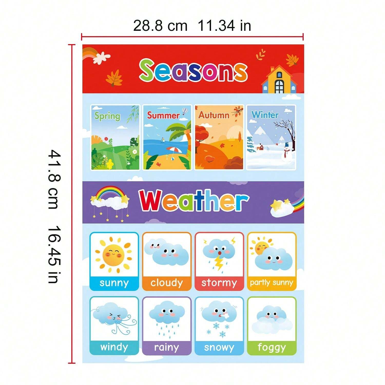 Kids Educational Learning Posters A3 Size Montessori Teaching Aids For ...