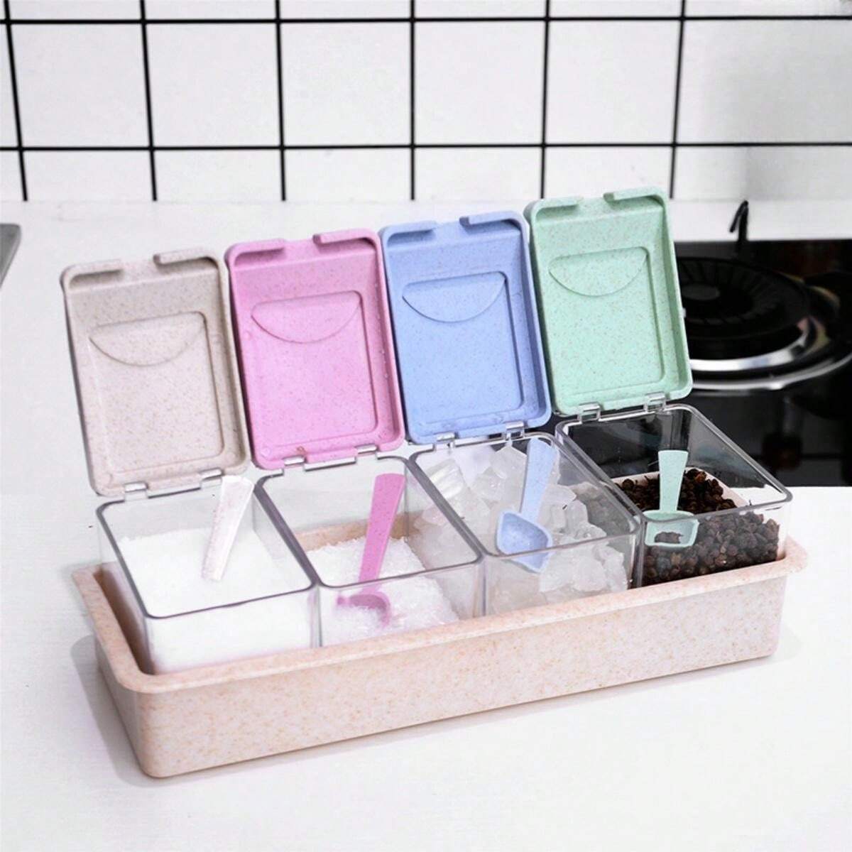 Separate Seasoning Box Wheat Straw Spice Container With Separators ...