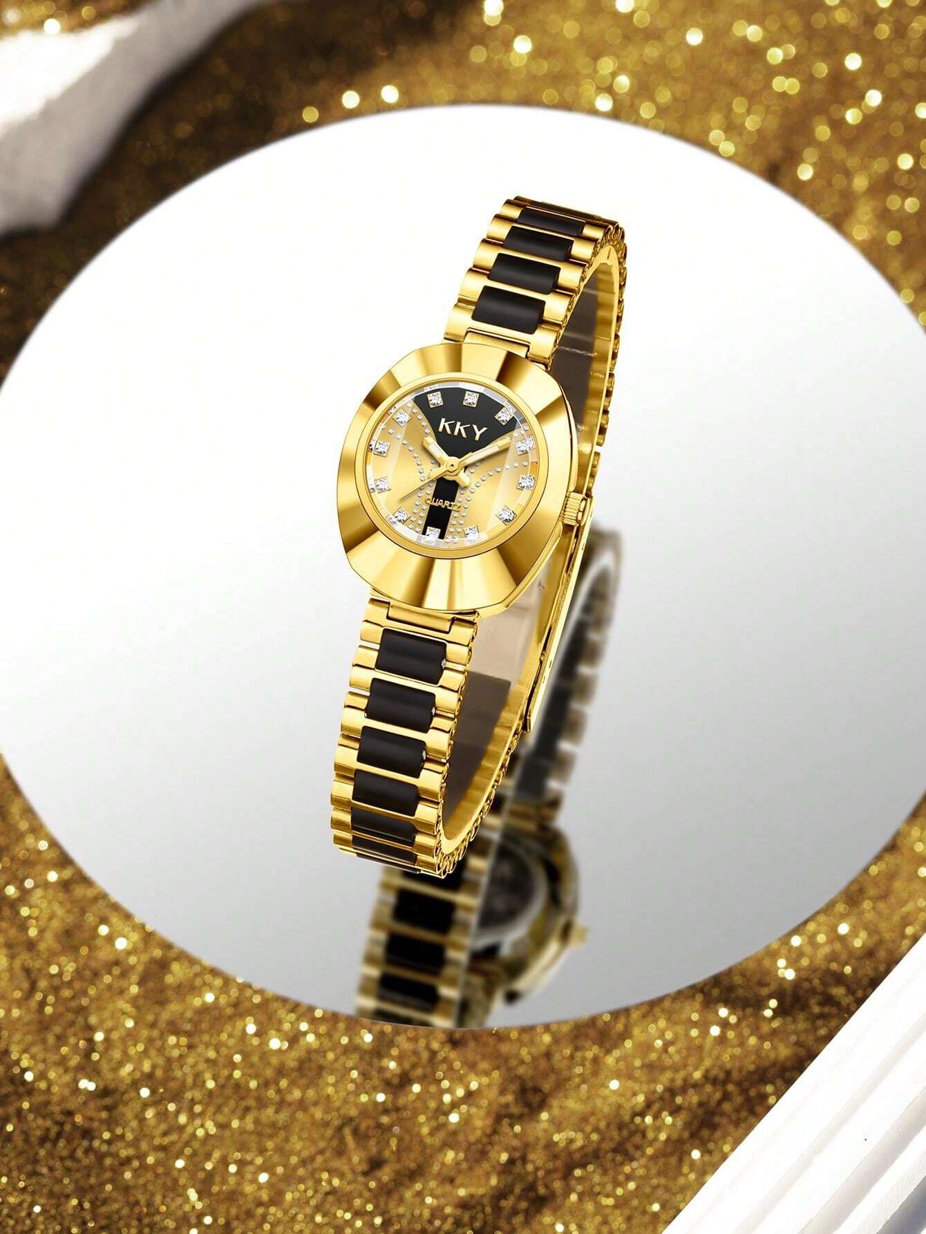 Reloj de cuarzo decorado con diamantes de imitación para mujer, moda de ...