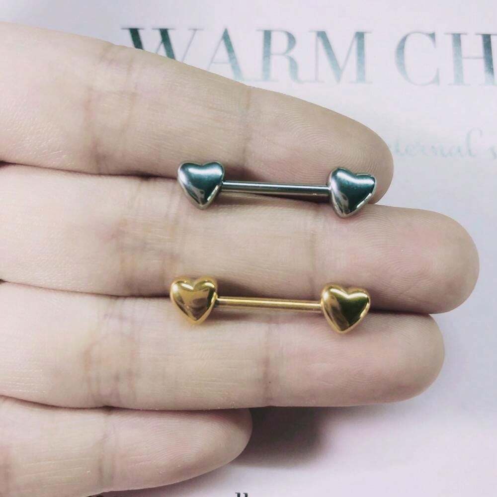 1 pieza Piercing de pezón con diseño de corazón de acero inoxidable ...