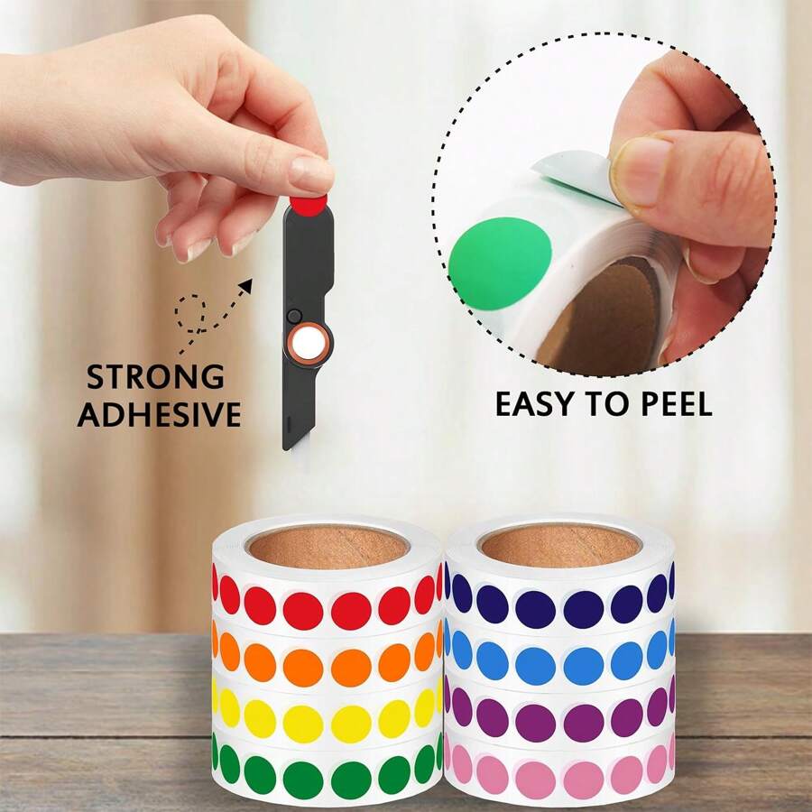 4000pcs 1/2 Inch Round Dot Stickers, Color-Coding Labels For Coloring ...