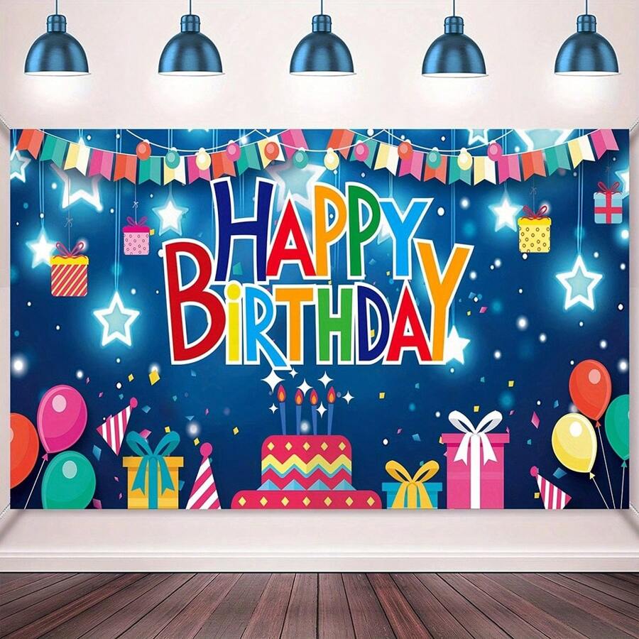 Backdrop de decoración de cartel de cumpleaños feliz, pancarta grande ...