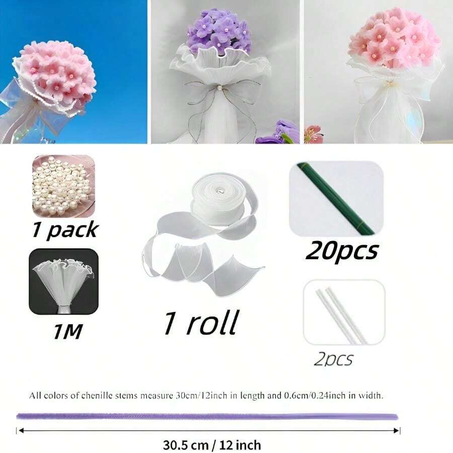 125pcs Pipe Cleaners Flowers Kit, Wedding Bouquets Bride DIY, Handmade ...
