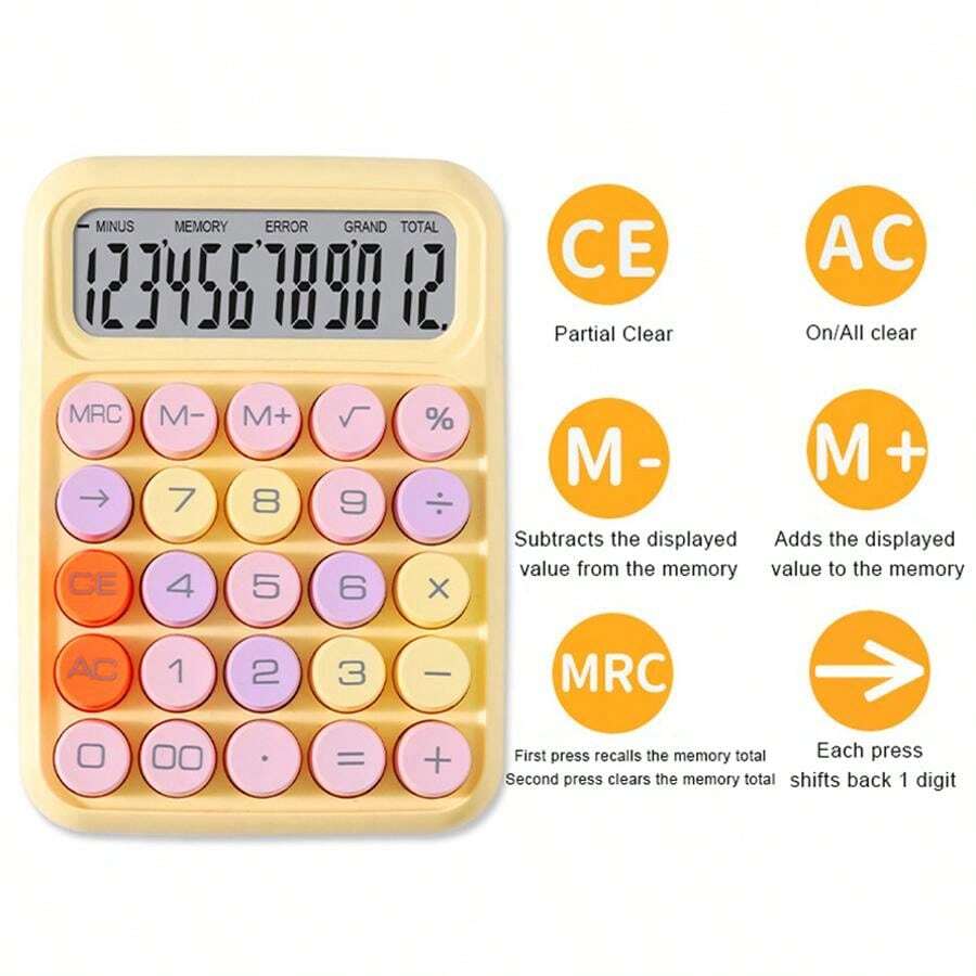 1pc Keyboard Calculator Office 12-Digit Mechanical Calculator Cute ...