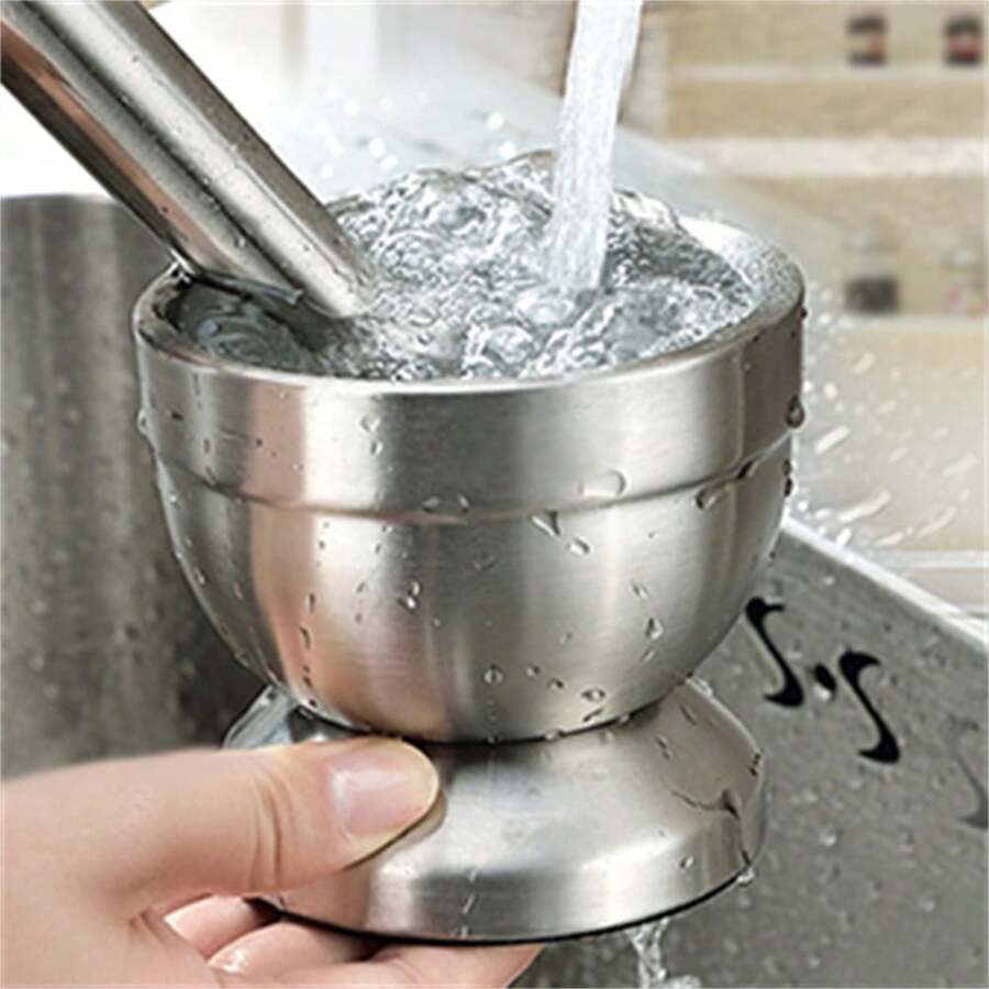 1Set, Stainless Steel Garlic Mortar & Pestle Set - Manual Garlic Masher ...
