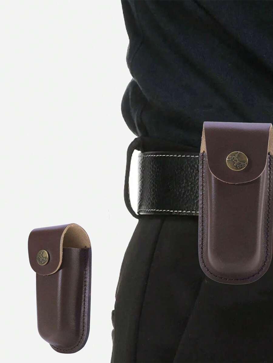 1pc Premium Genuine Leather Folding Knife Sheath With Belt & Leg Carry ...