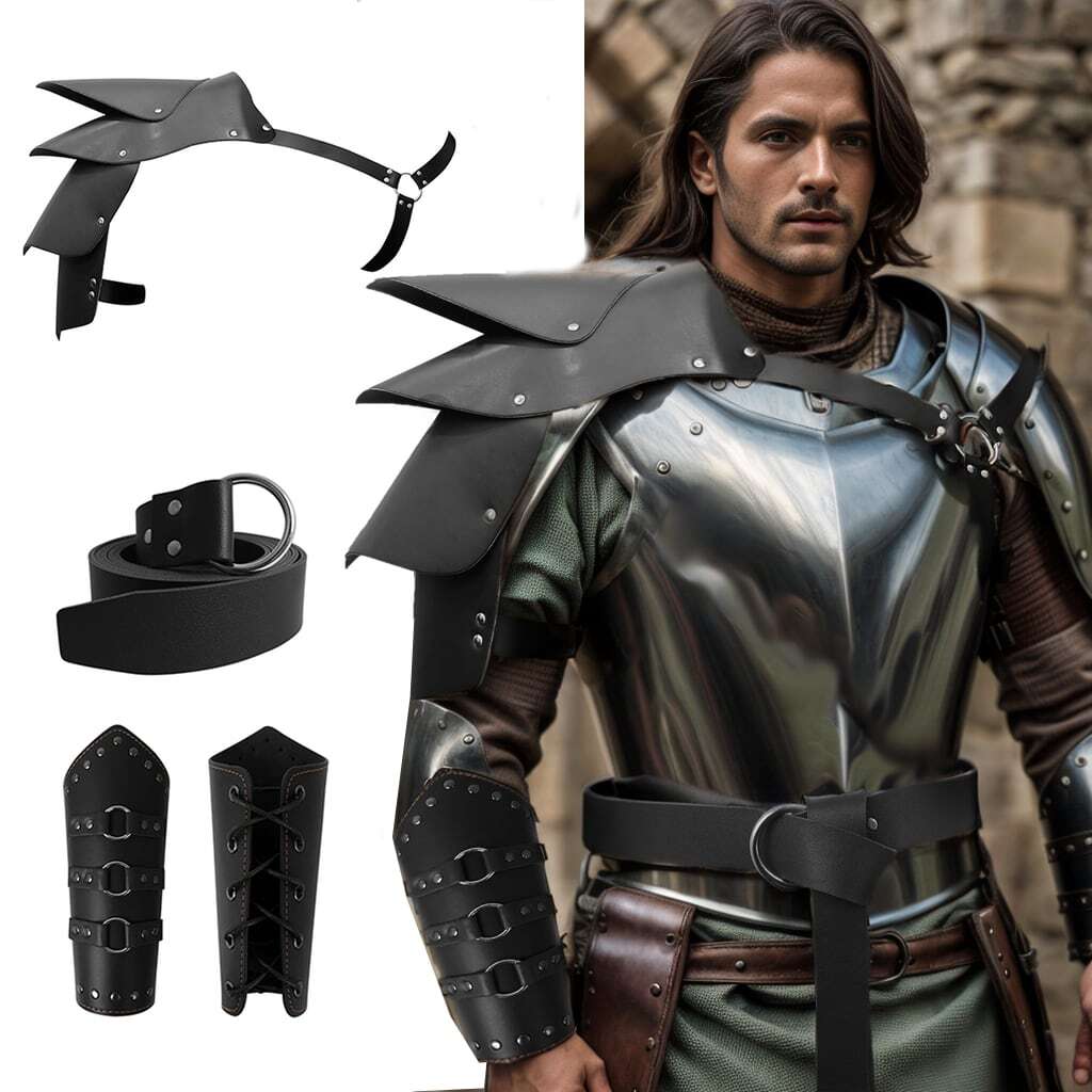 4pcs Shoulder Armor With Belt And Wrist Guard, Retro Medieval Armor ...