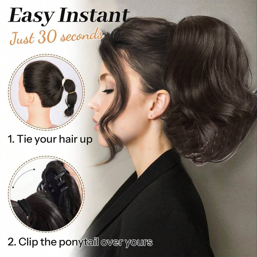 Claw Clip In Ponytail Extension, 12 Inch Short Ponytail Hair Exntesions ...