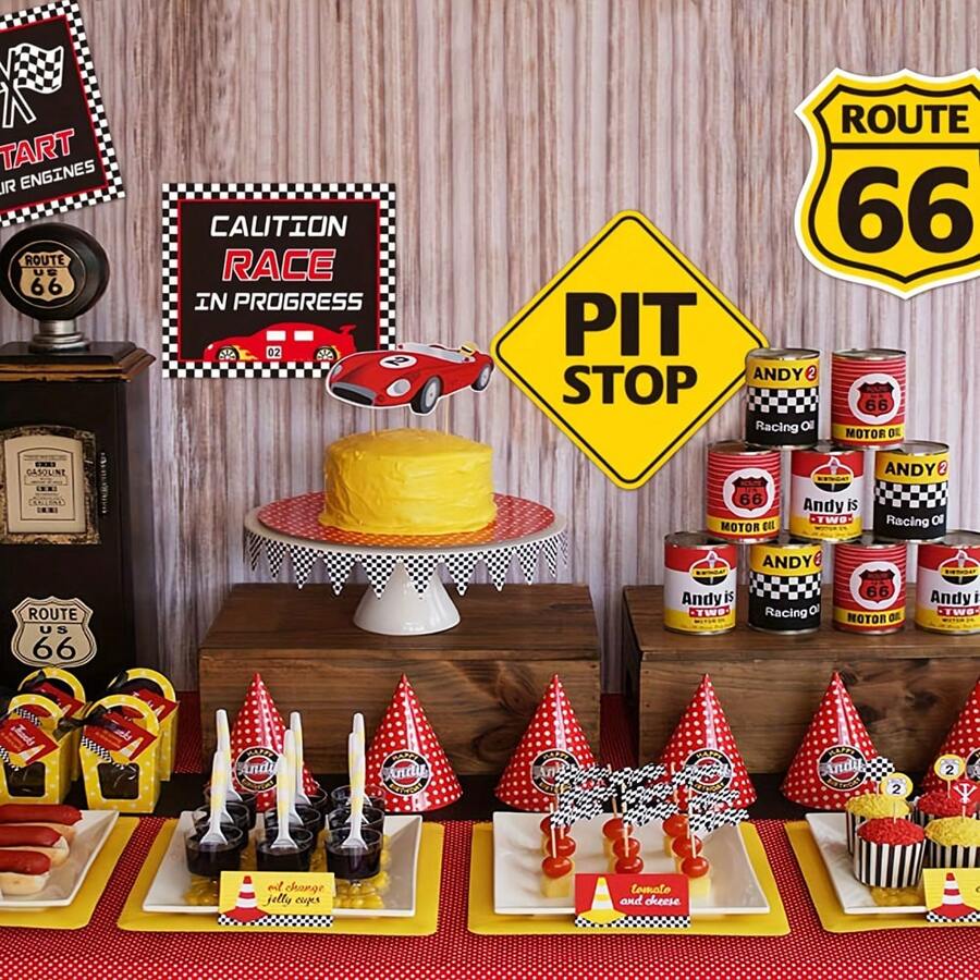 18 Pieces Race Car Birthday Party Supplies Checkered Flags Racing Happy ...