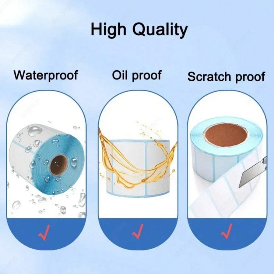 Direct Thermal Removable Blank Labels Rectangle Self-Adhesive Writable ...