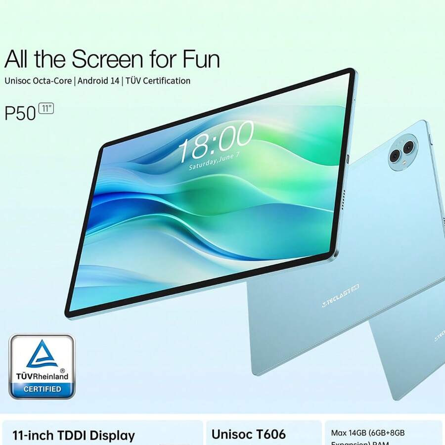 Teclast P50 2024 Tablet Unisoc T606 8-Core 1.6GHz/ 6GBRAM/128GB ROM/10 ...