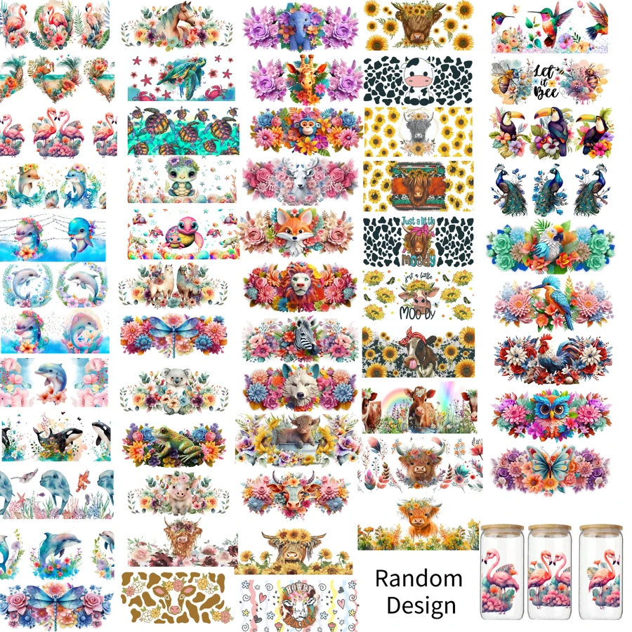 11 Pieces/Set Random Animal Designs UV DTF Cup Wrap Waterproof 3D ...