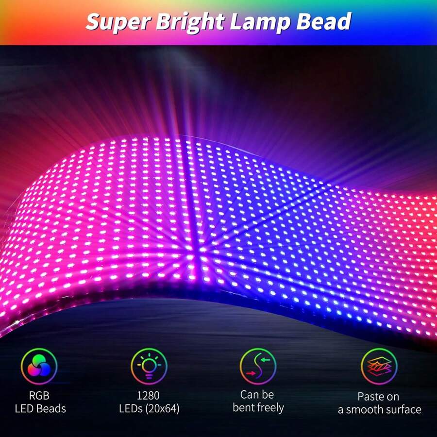 ป้าย Led โปรแกรม Fpcb แผงเมทริกซ์แบบยืดหยุ่นหน้าจอขนาดเล็ก App ควบคุม