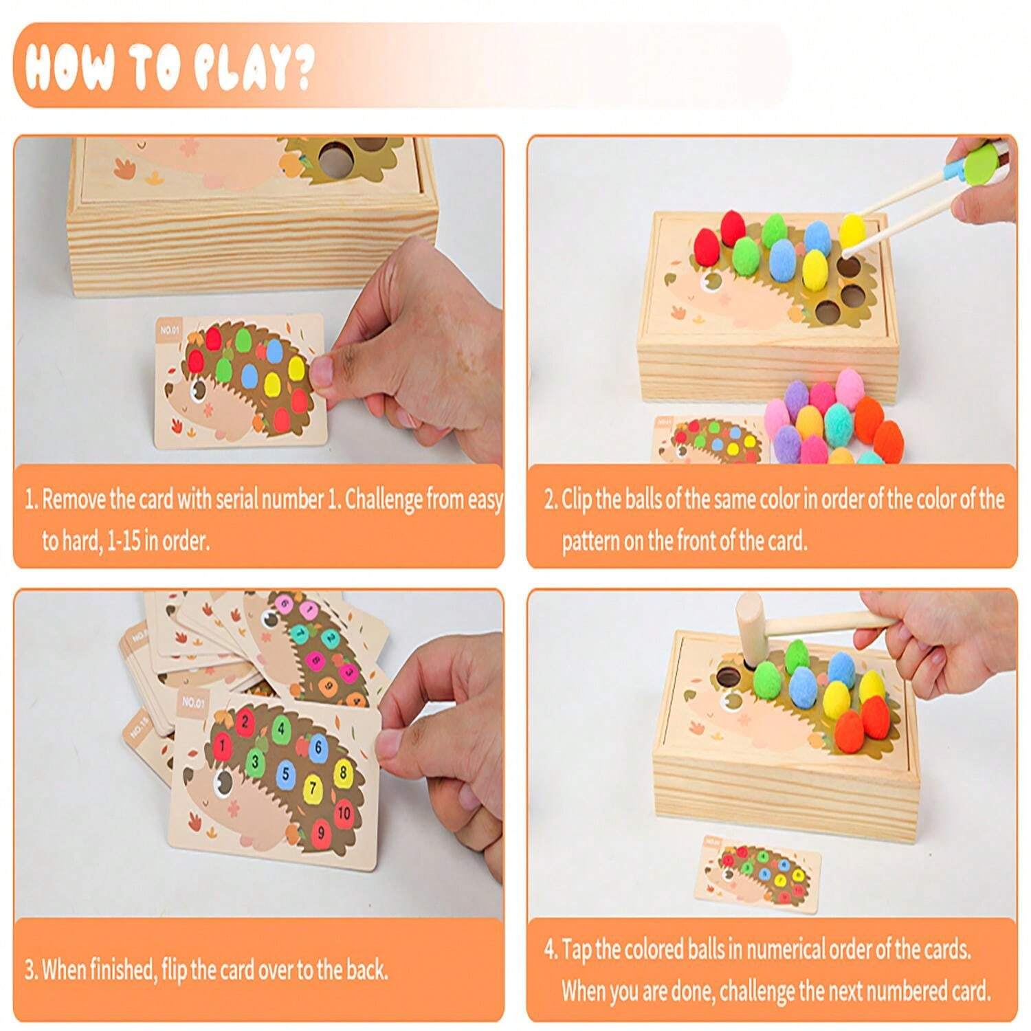 Montessori Hedgehog Color Sorting Toys, Fine Motor Skills Sensory Color ...