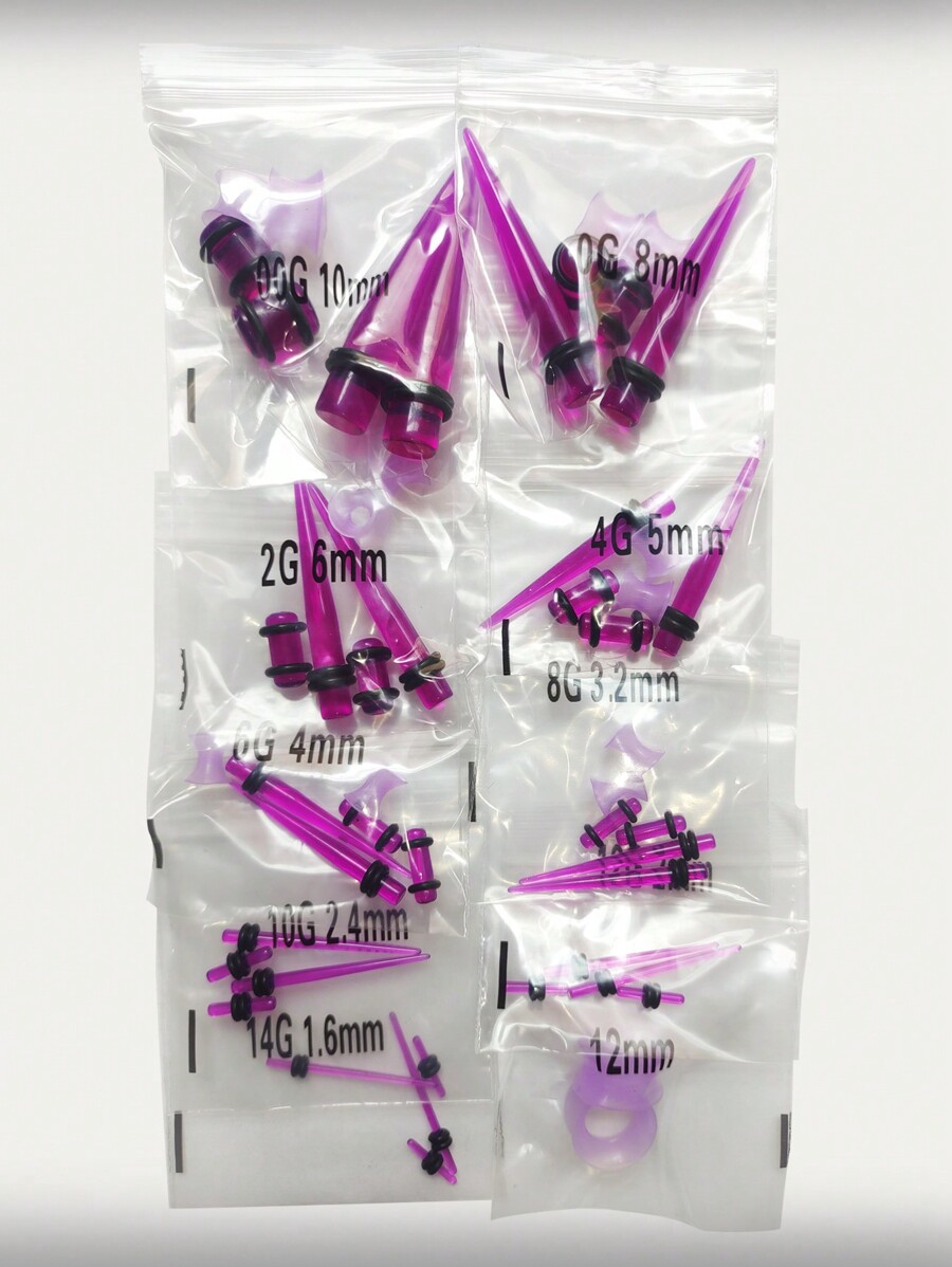 25 Pairs Exotic Style Fashionable Simple Ear Gauges Set, Size 14g-00g ...