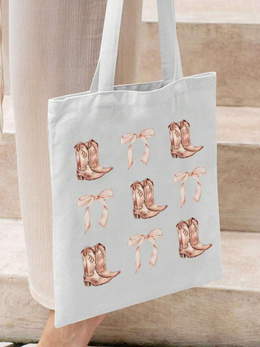 Coquette Cowboy Canvas Tote Bag, Western Cottage Core Aesthetic, Trendy ...