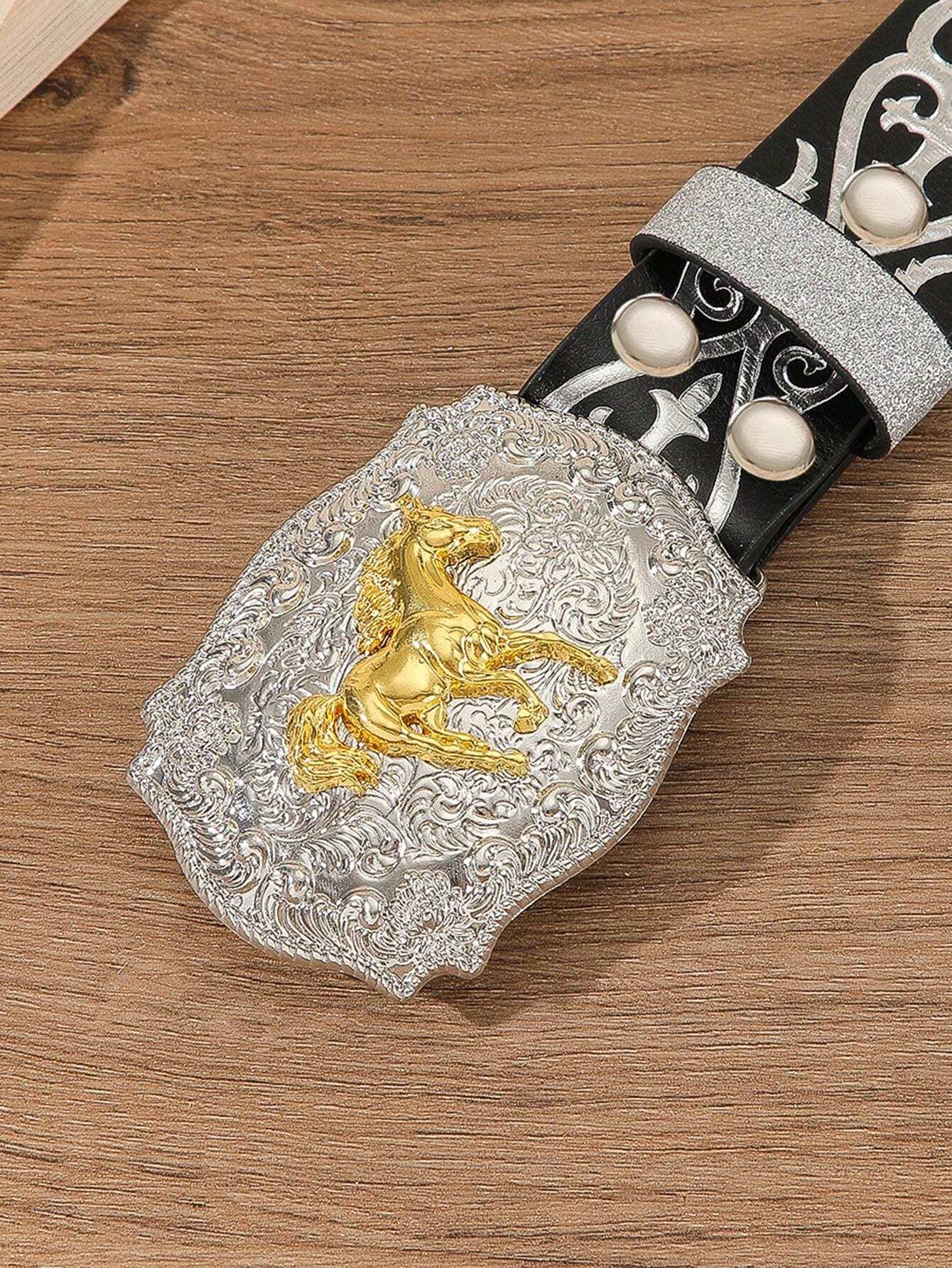 1 pieza Hebilla de cinturón de caballo plateado de moda para hombres ...