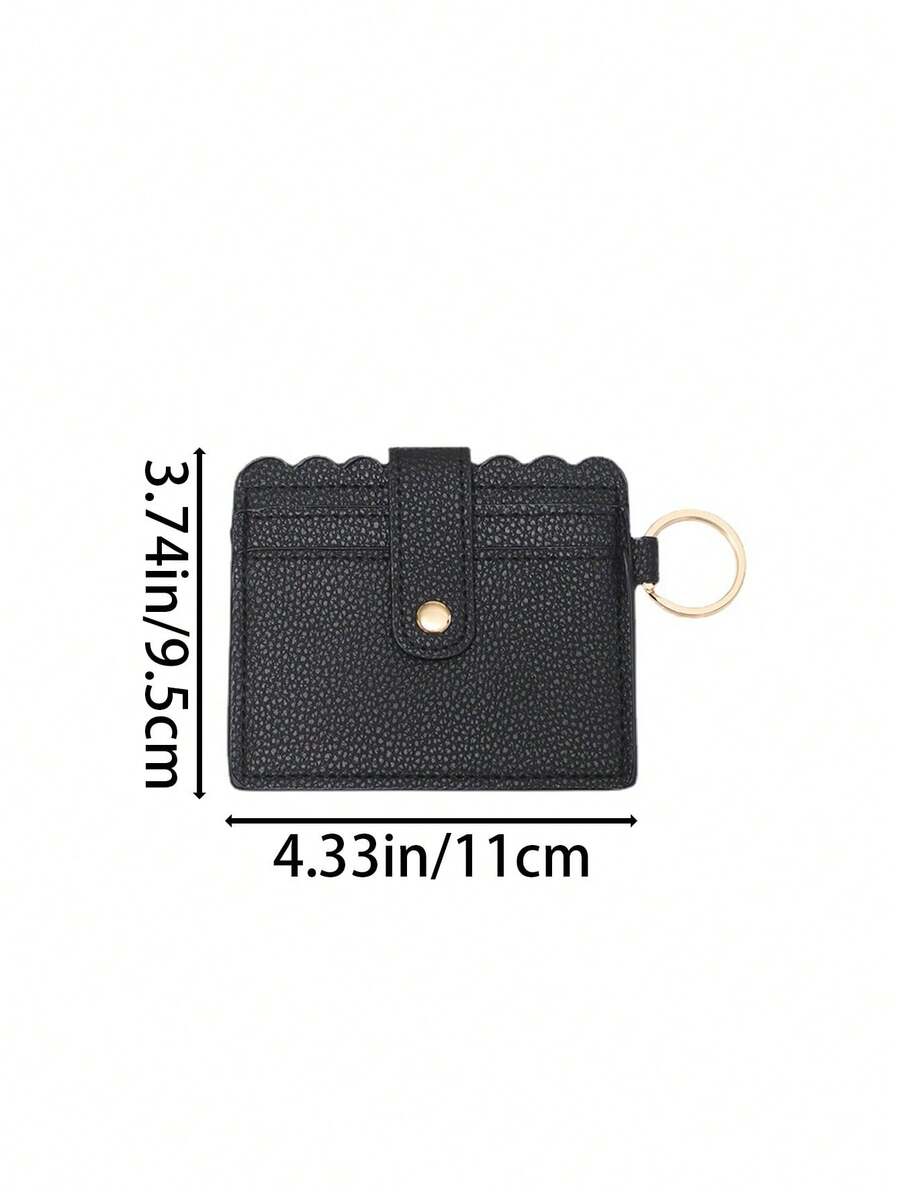 1pc Black PU Leather Keychain Card Holder For Credit Cards, ID Cards ...