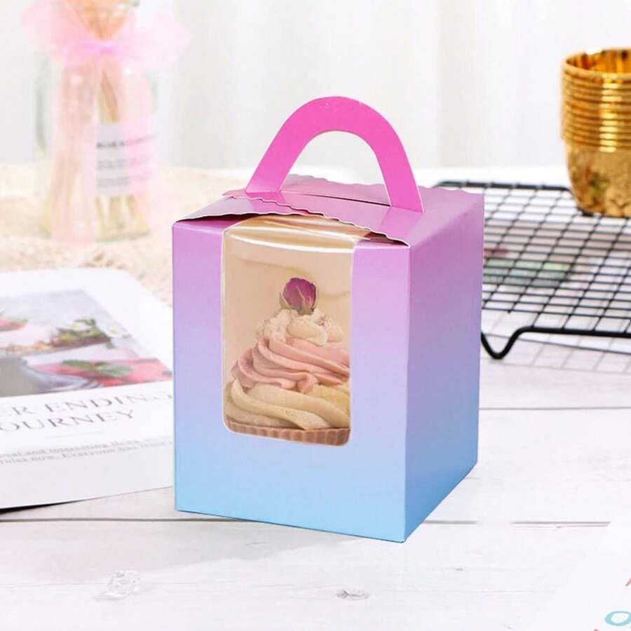 6pcs Cake Boxes With Clear Display Window,Muffin & Cupcake Holder ...