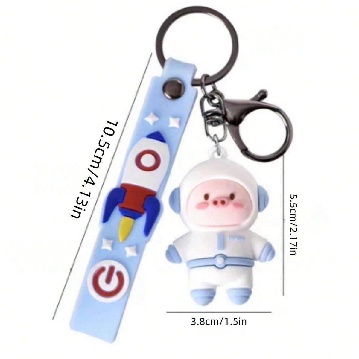 2 piezas Llavero con dibujos animados de cerdo astronauta en el espacio ...