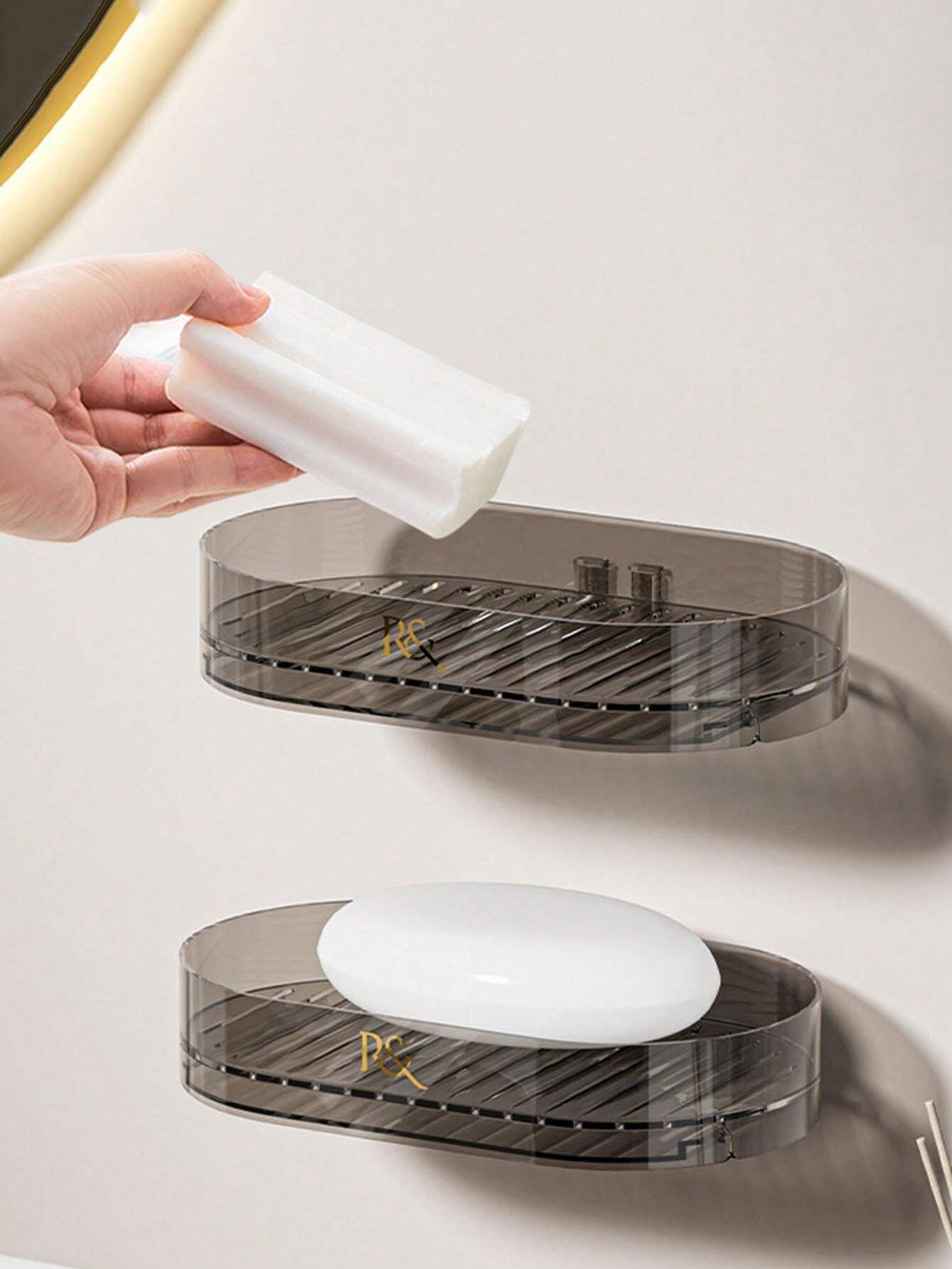 1pc Soap Holder Tray With Scraper & Water Draining Board 2-In-1 Wall ...