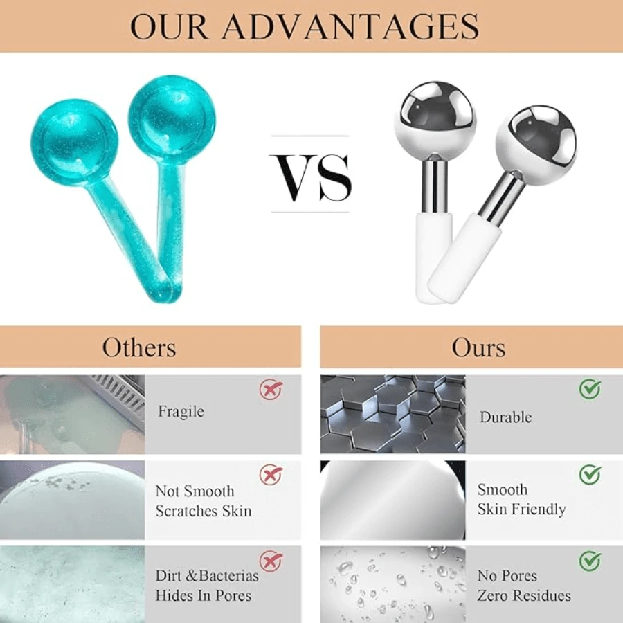 2 Pieces Ice Globes For Face, Unbreakable Stainless Steel Cryo Globes ...
