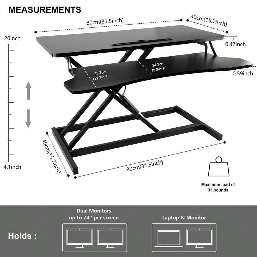 Height Adjustable Standing Desk Converter, Standing Desk Dual Monitor ...