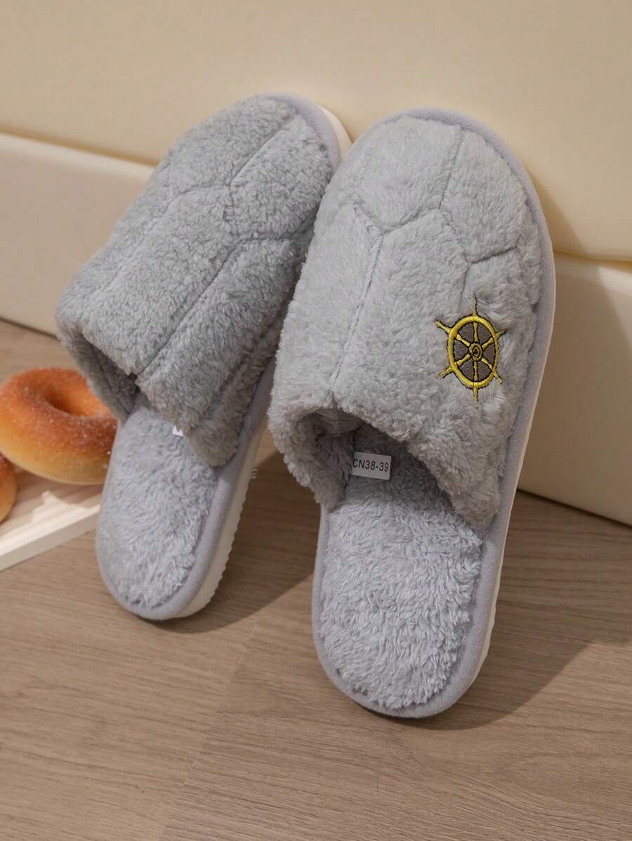 Women Slippers With Closed Toe And Embroidery, Boat & Anchor Printed ...