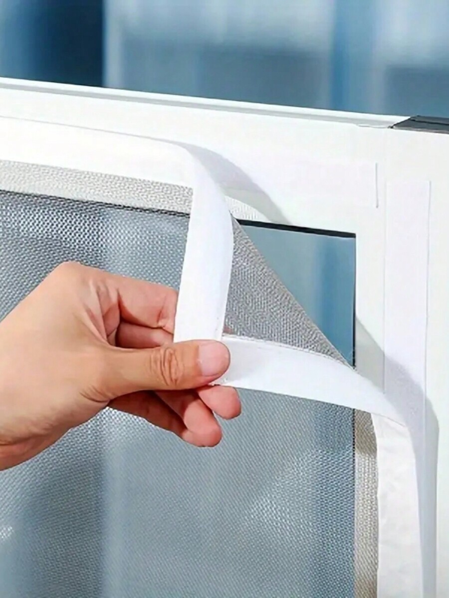 1pc Self-Adhesive Mesh Window Screen With Hook-And-Loop, Grey Mesh With ...