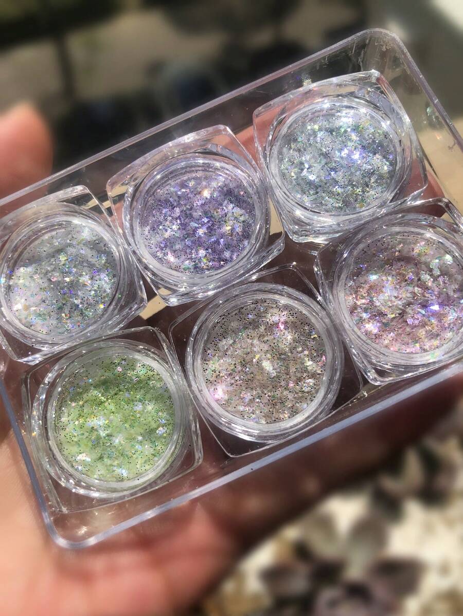 1box/6 Colors Nail Art Glitter Powder Set - Opal/Glitter Dust Kit For ...