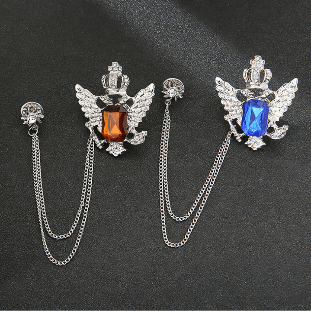 Classic Men's Gemstone Chain Lapel Pin In Multiple Colors For Suit ...