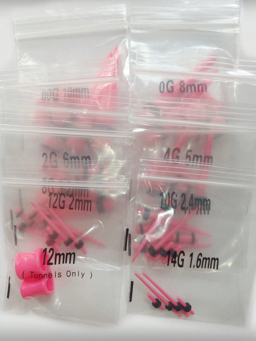 48pcs Transparent Purple Heart Shaped Ear Plugs, Acrylic Ear Gauges Kit ...